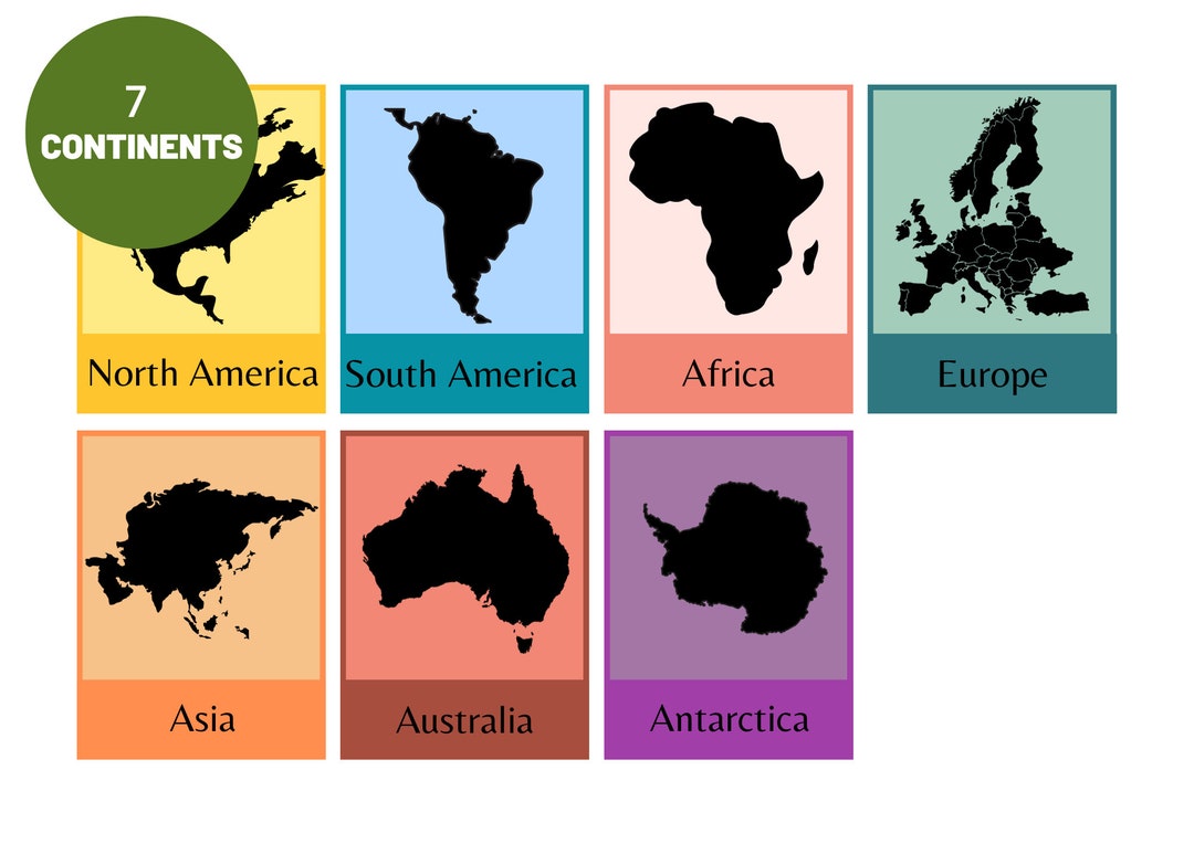 Explore the World: 7 Continents Flashcards for Geography - Etsy