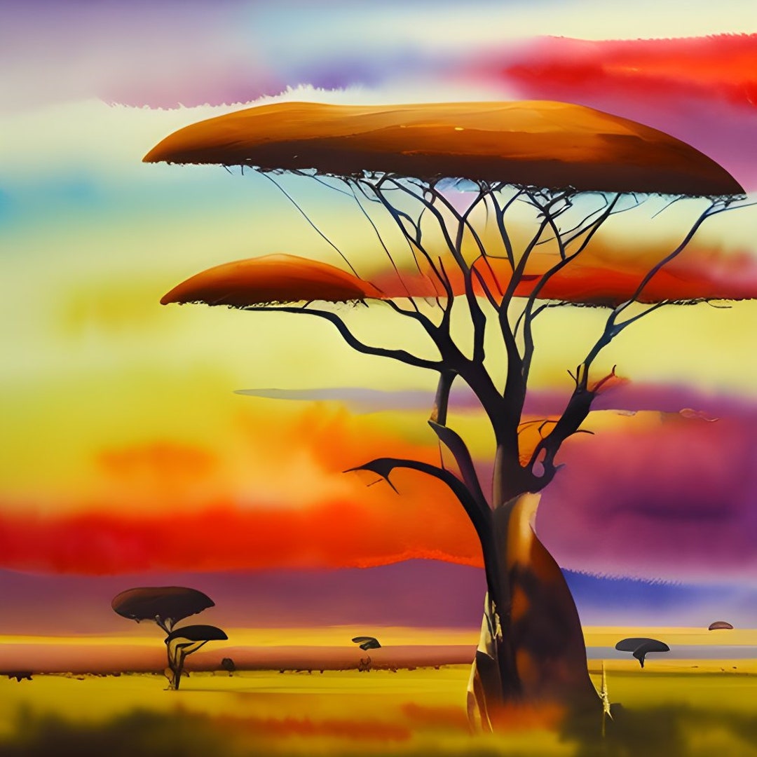 African Landscape Painting Iconic African Trees - Etsy