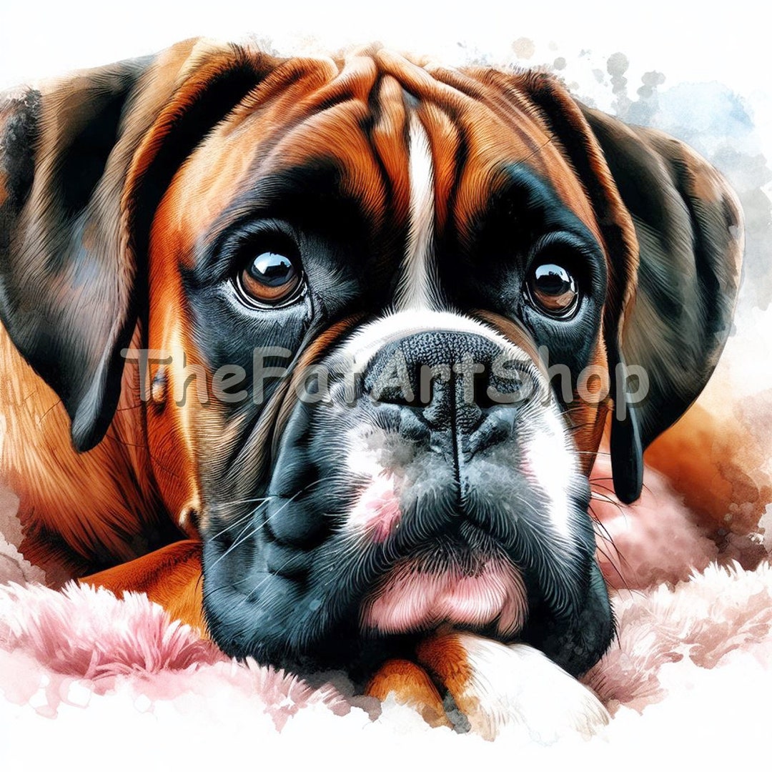 Boxer Dog Clip Art Number Two - Dog Wall Prints, Dog T-shirts, Print ...