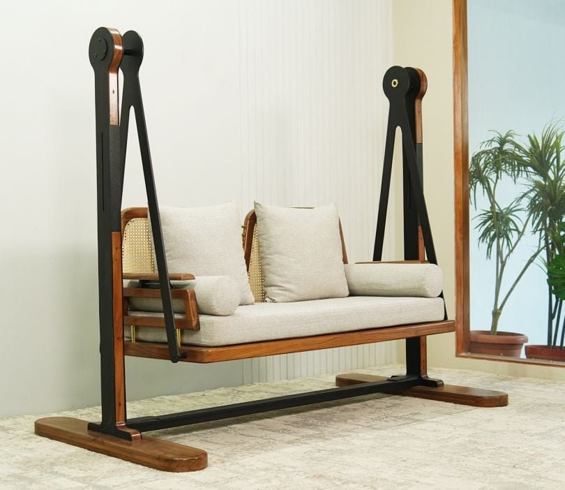 Handmade Shashwat Teak Wood Cane Swing Chair for Home and Banglow - Etsy
