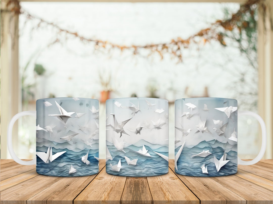 Soothing Waves Origami Seagull Ceramic Mug - Etsy