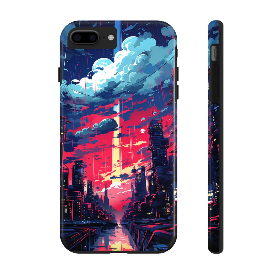 Cyberpunk Scifi City Landscape Tough Phone Cases, Urban Phone Cover ...