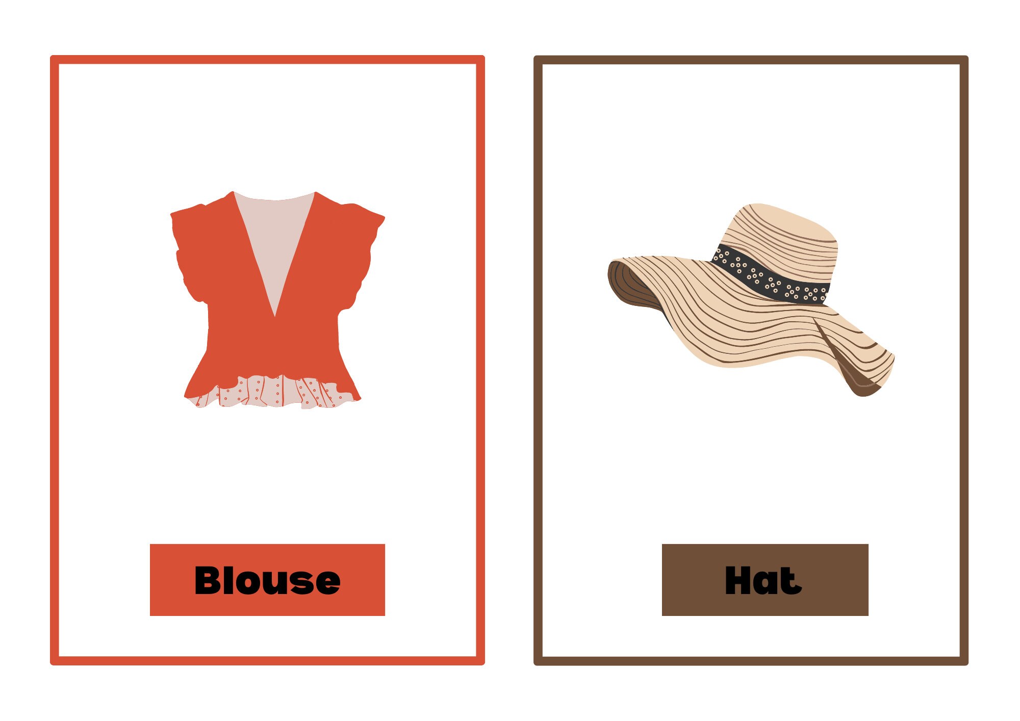 Flashcard to Learn Clothing and Accessories,printable Educational Cards ...
