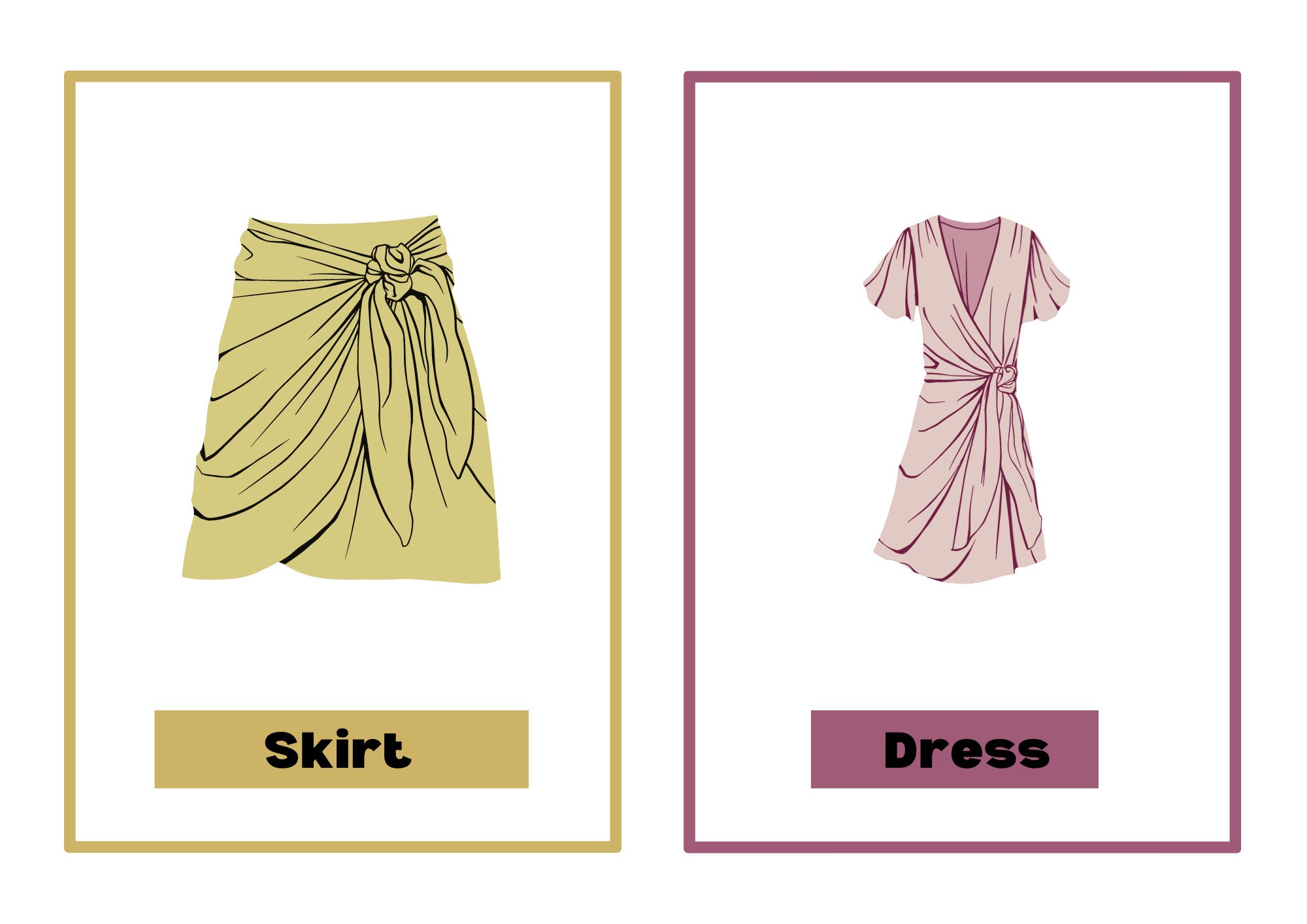 Flashcard to Learn Clothing and Accessories,printable Educational Cards ...