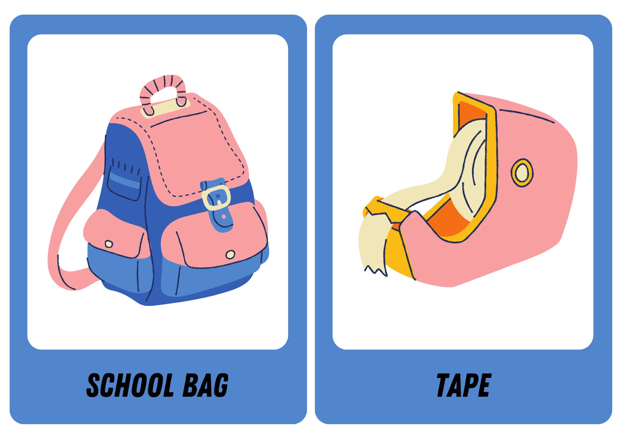 Flashcard to Learn School Supplies,printable Educational Cards for ...