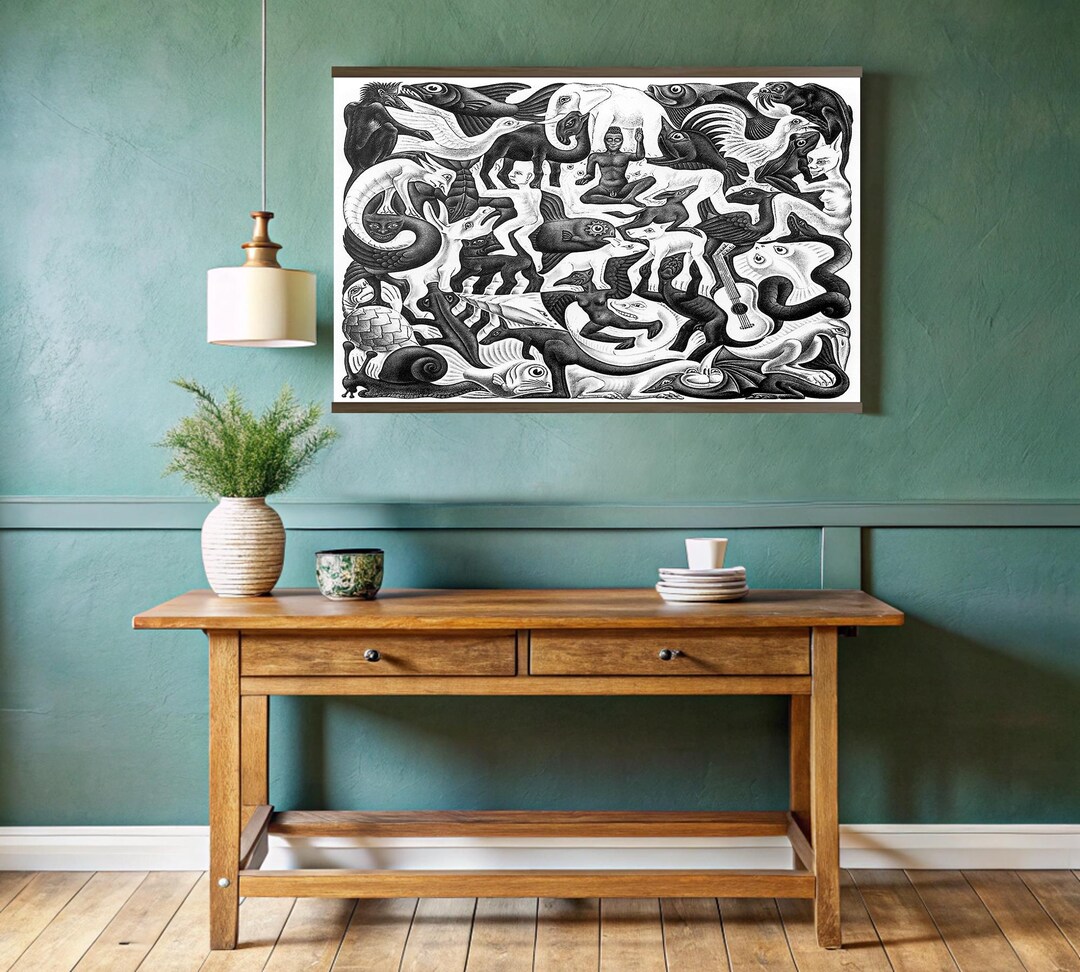 Escher Metamorfose Art,oversize Wall Art,livingroom Wall Hanging,canvas ...
