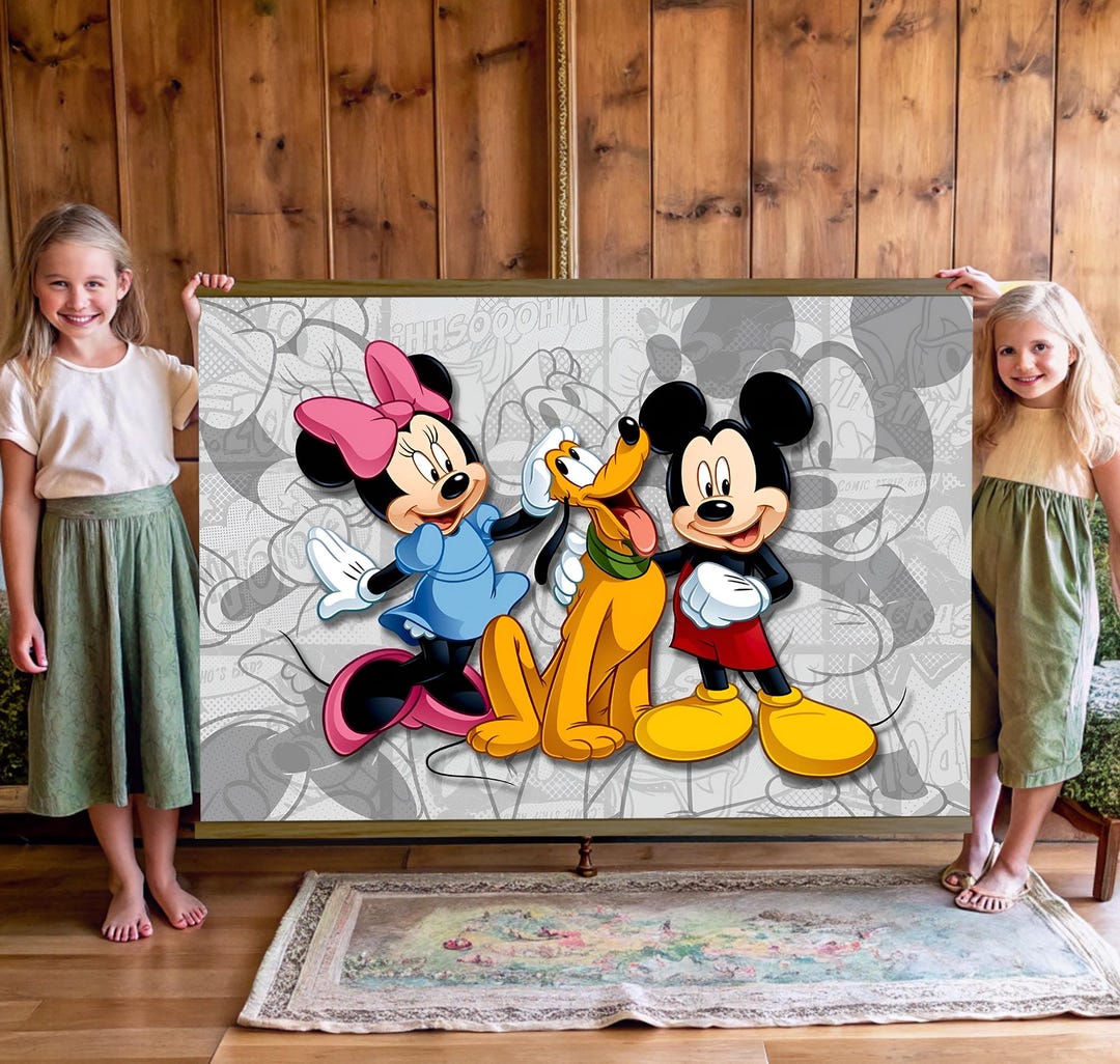 Mickey Minnie Tapestry,nursery Wall Decor,oversized Kidsroom Canvas ...