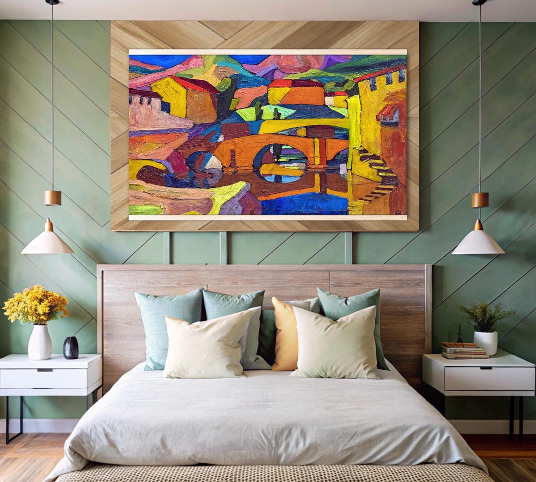 19th Century Gaudions Art,cubist Village Wall Art,vintage Eclectic ...