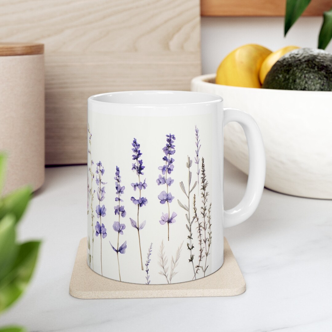 Beautiful Lavender Ceramic 11oz Mug Custom Floral Mug - Etsy