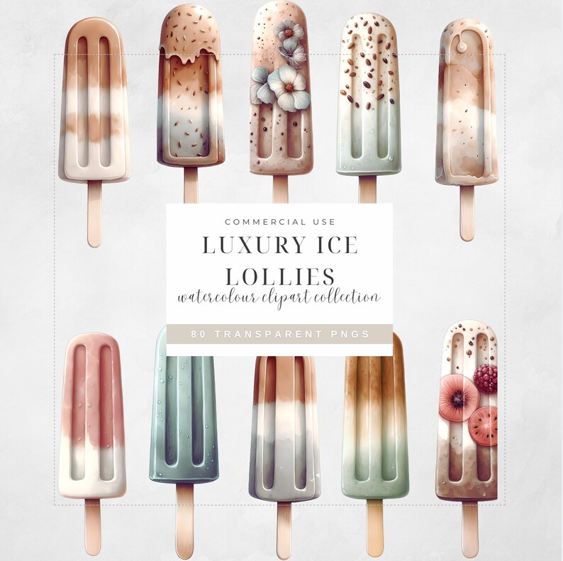 Ice Popsicle, Ice Lolly, Summer Watercolour Clipart, COMMERCIAL USE, 40 ...