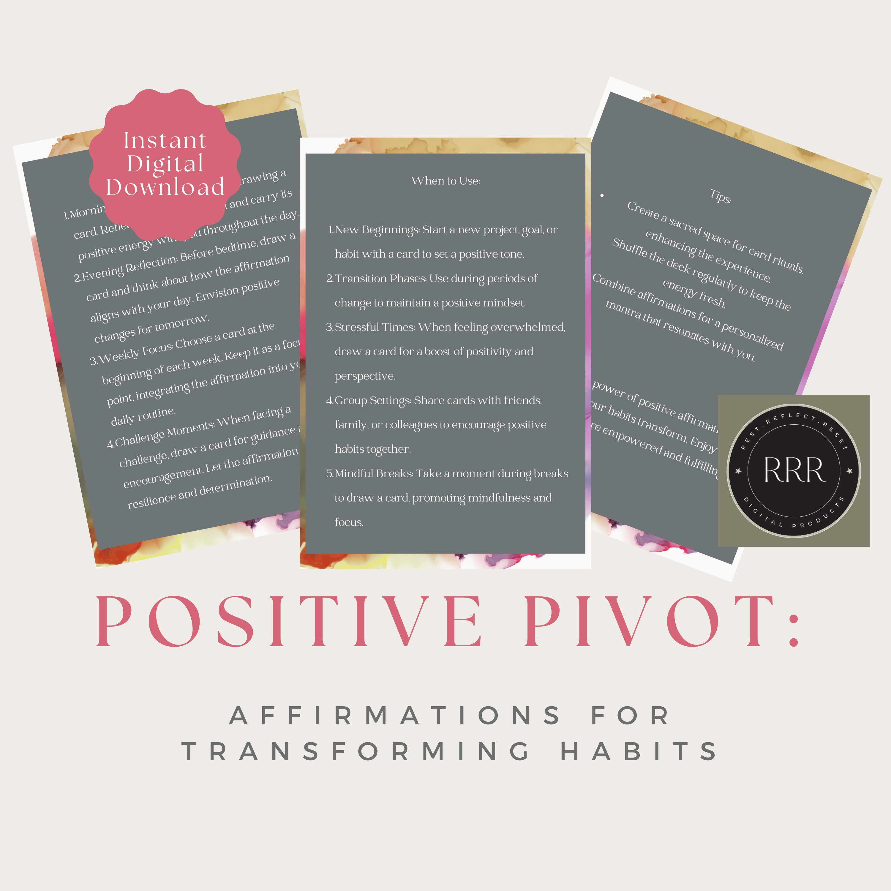 30 Affirmation Cards, Habit Changes, Positive Affirmations, Daily ...