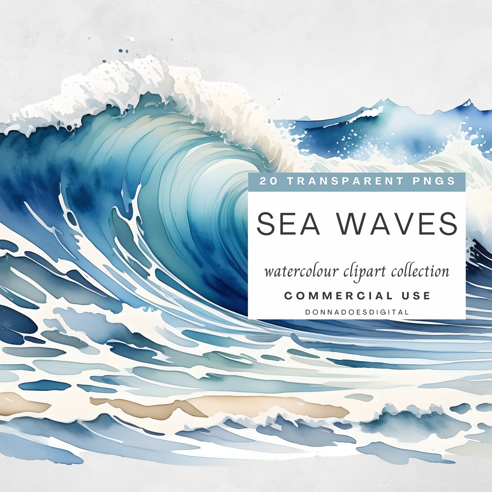 Watercolour Wave, Wave Border, Wave Borders Clipart, Hand Painted ...