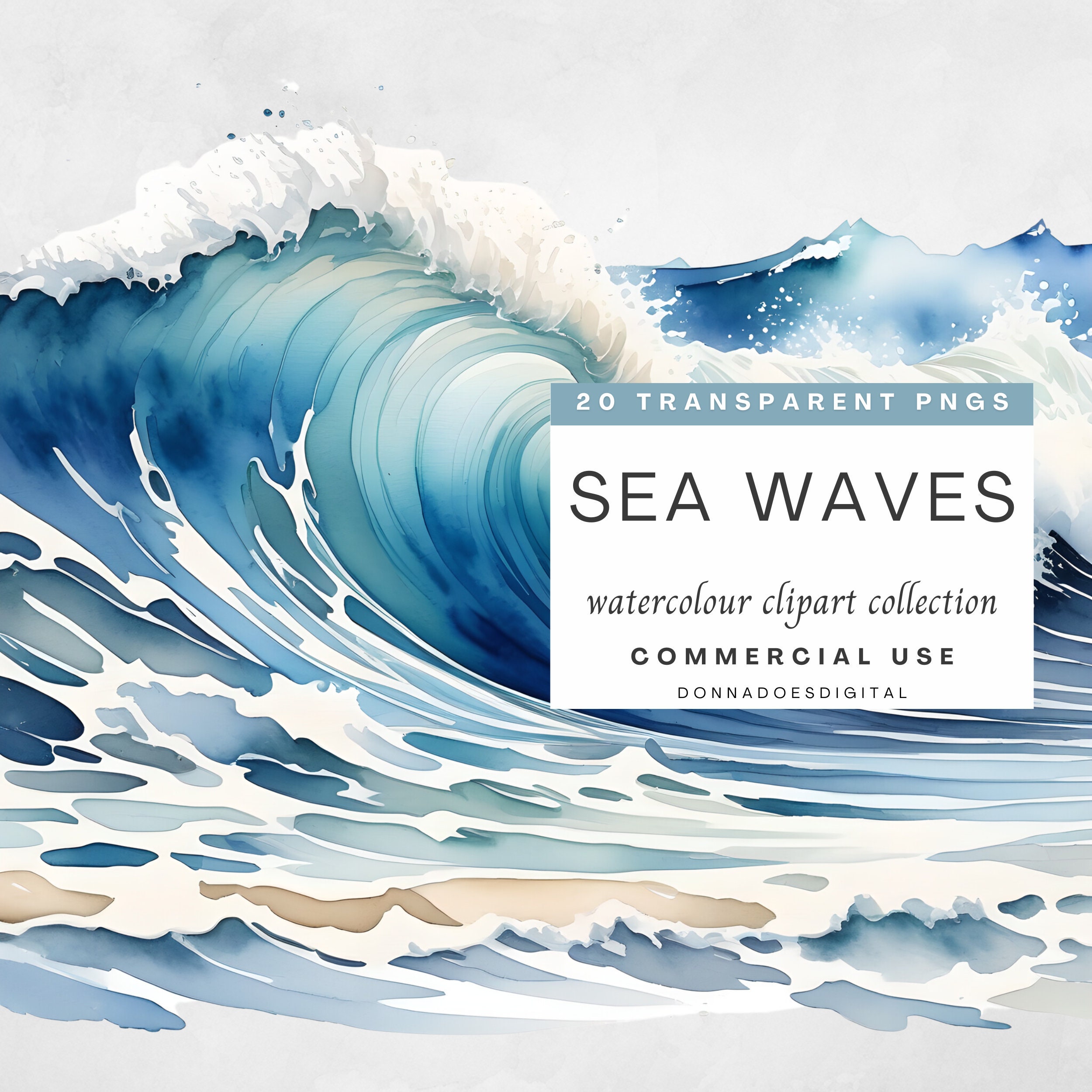 Watercolour Wave, Wave Border, Wave Borders Clipart, Hand Painted ...