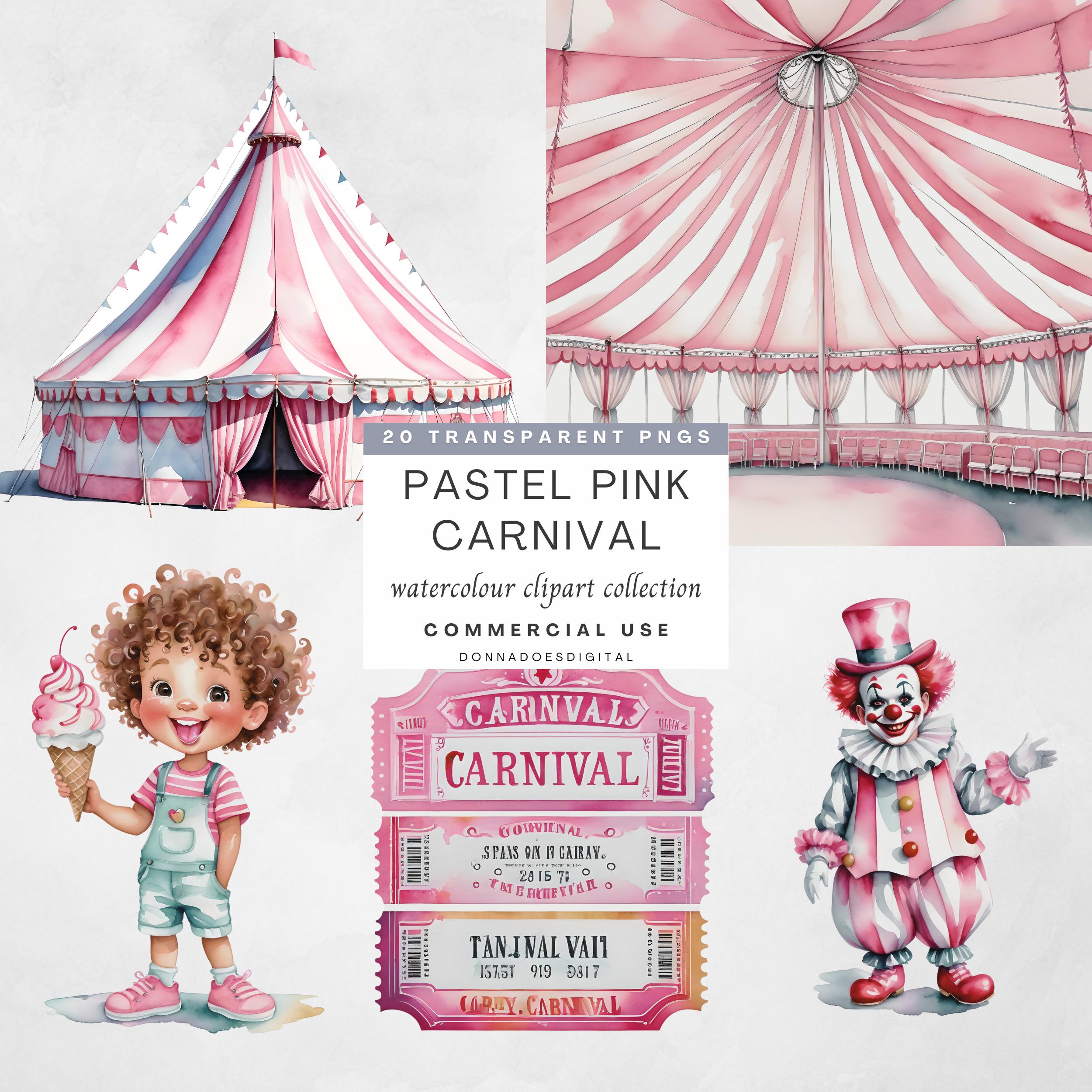 Pastel Carnival Watercolour Clipart, 20 COMMERCIAL USE PNG'S, Cute ...
