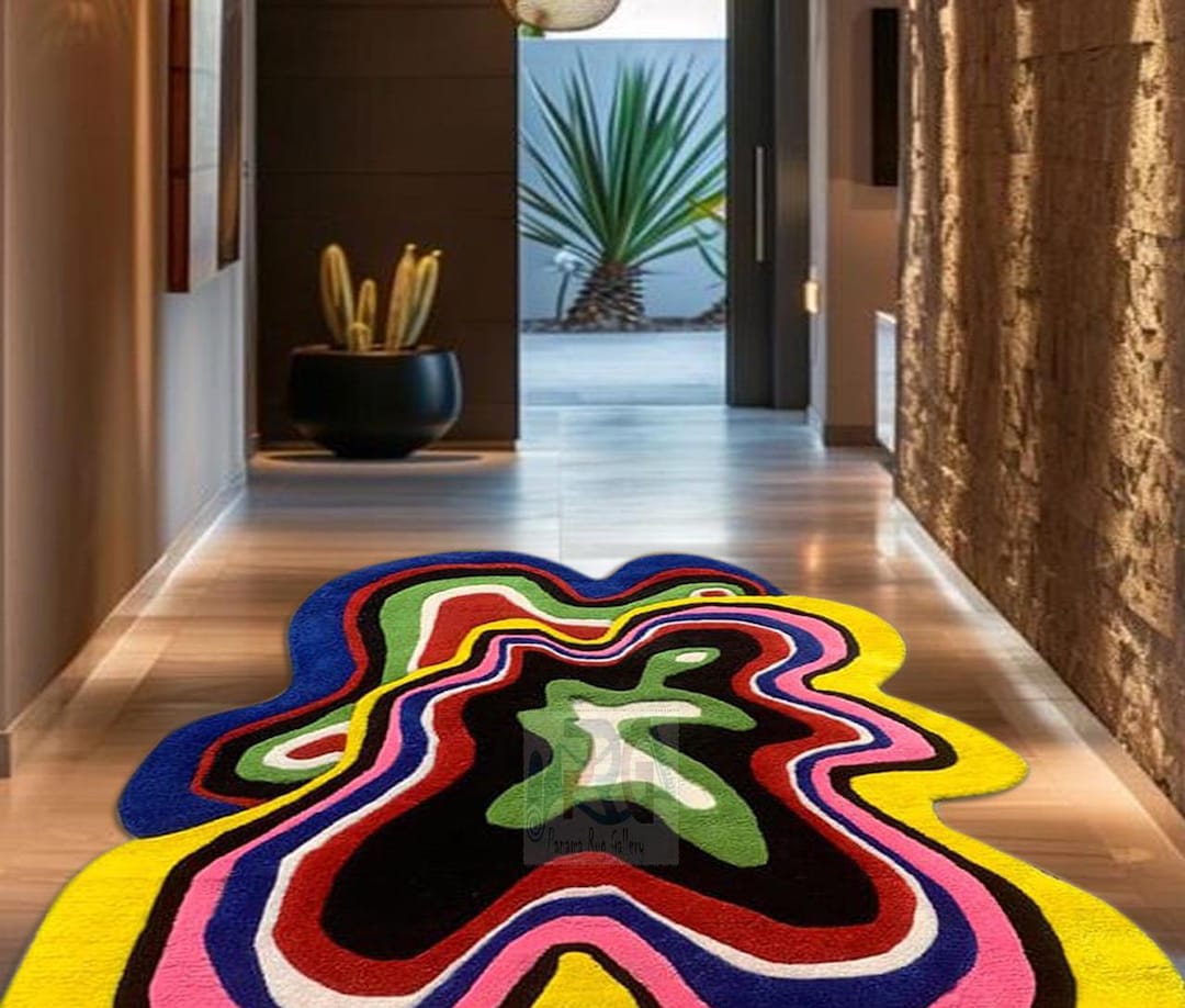 Hand-tufted Psychedelic Irregular Soft Area Rug - Unique Abstract ...