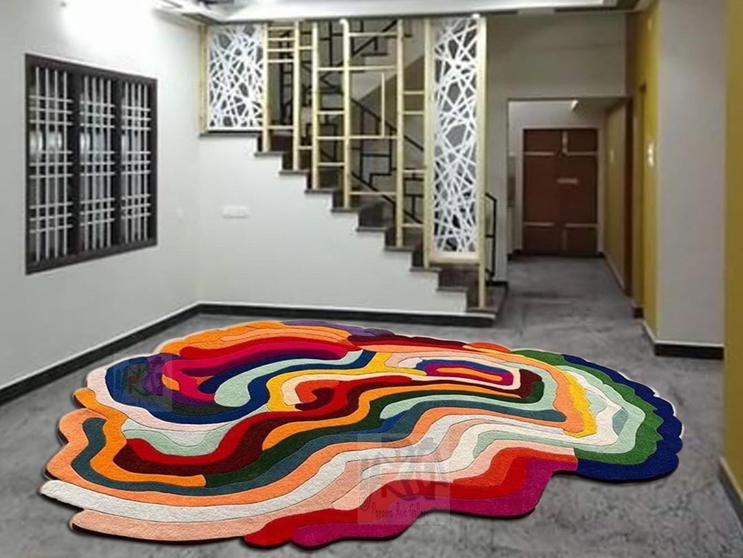 Hand-tufted Psychedelic Irregular Soft Area Rug - Unique Abstract ...