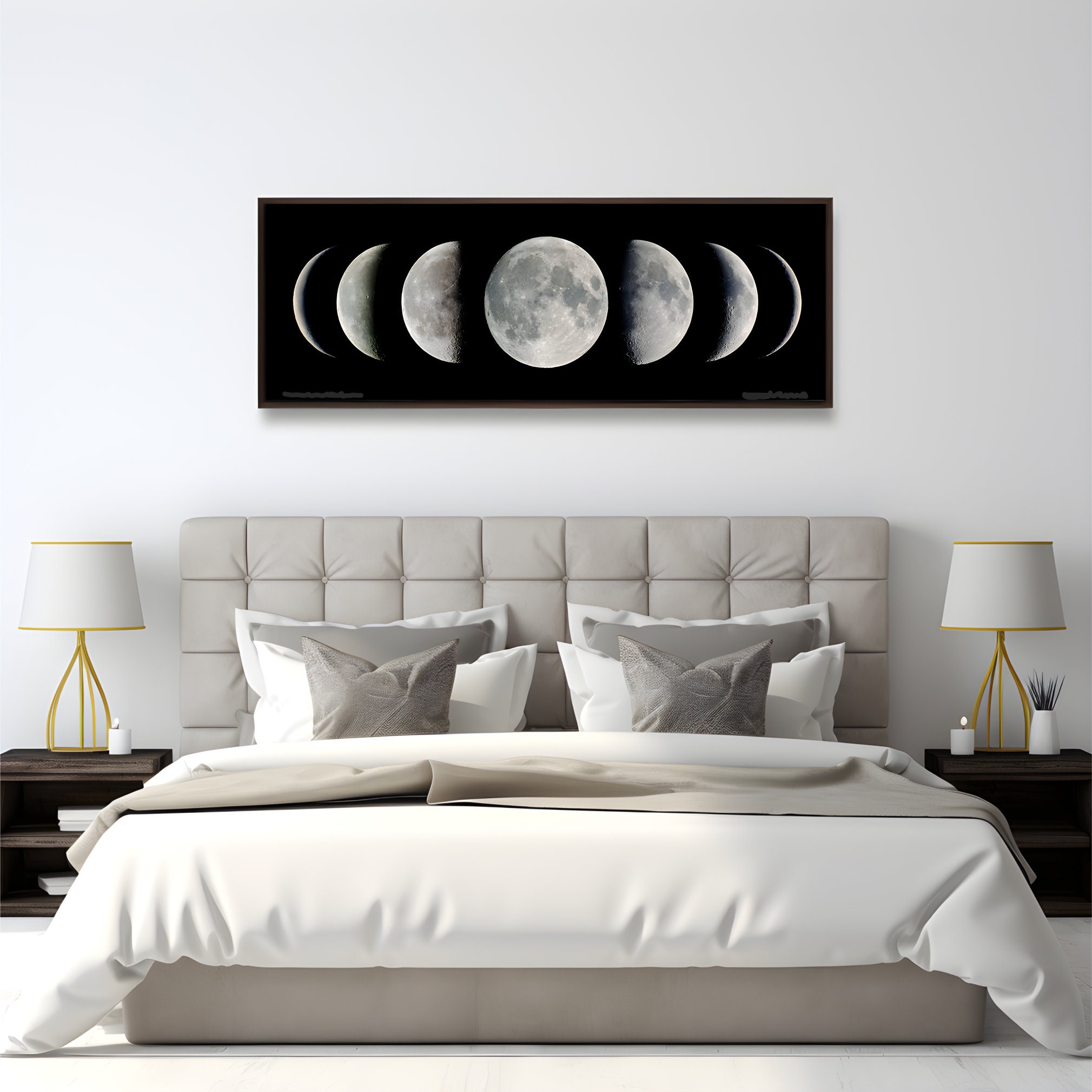 Lunar Phases Wall Art, Moon Cycle Print, Modern Astronomy Decor, Large ...