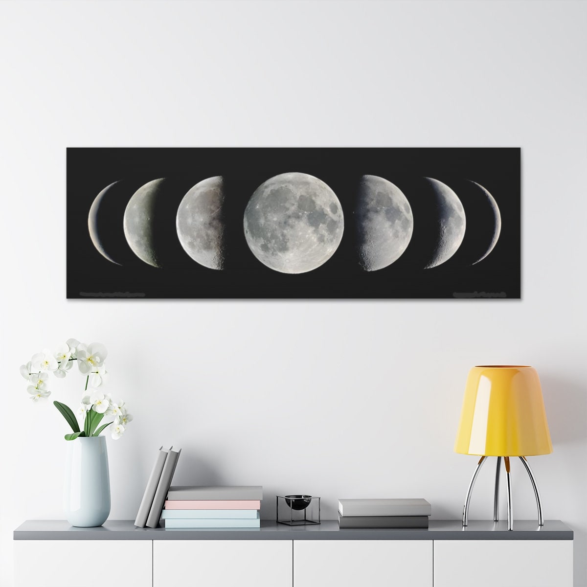 Lunar Phases Wall Art, Moon Cycle Print, Modern Astronomy Decor, Large ...