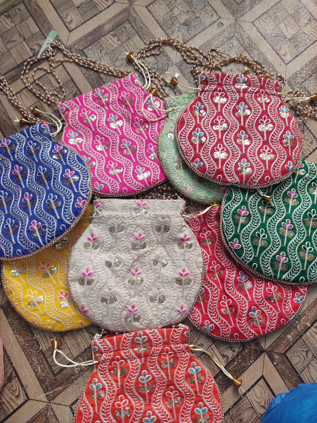 Handicrafts and Jewellery Designer Women Potli Bags, Diwali Gift ...