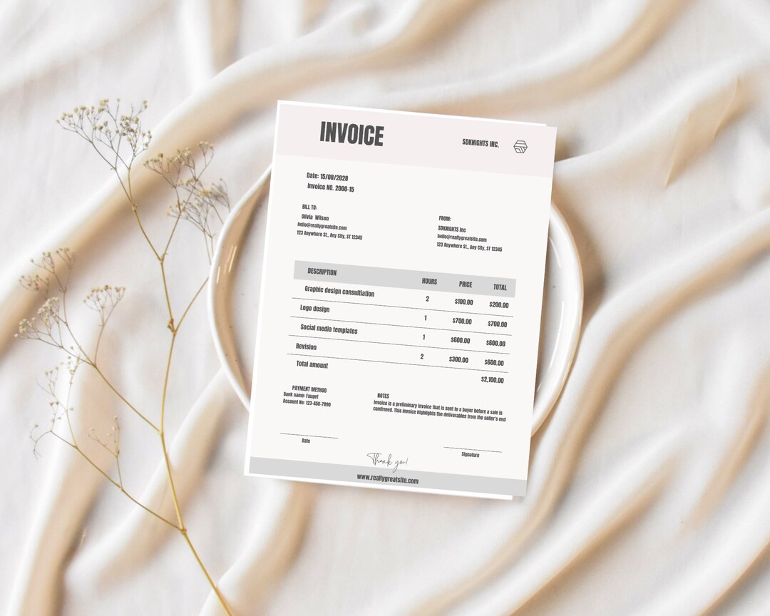 Invoice Template With Shipping and Tax Invoice Template With - Etsy