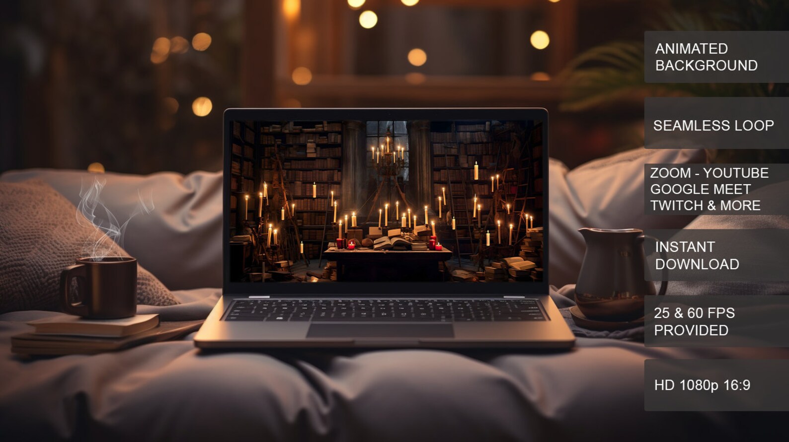 Book Club Bundle ANIMATED BACKGROUND Literary Themed HD Virtual ...