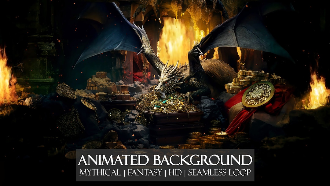 The Dragon's Treasure ANIMATED BACKGROUND Fantasy Dungeon Backdrop ...