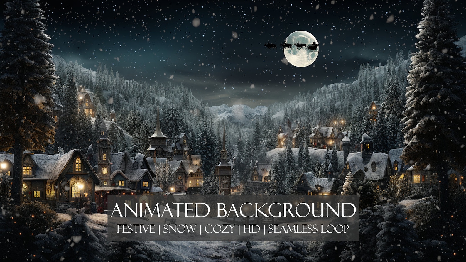 The Night Before Christmas ANIMATED BACKGROUND | Santa and His Sleigh ...