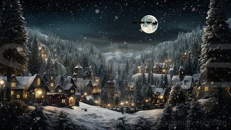 The Night Before Christmas ANIMATED BACKGROUND | Santa and His Sleigh ...