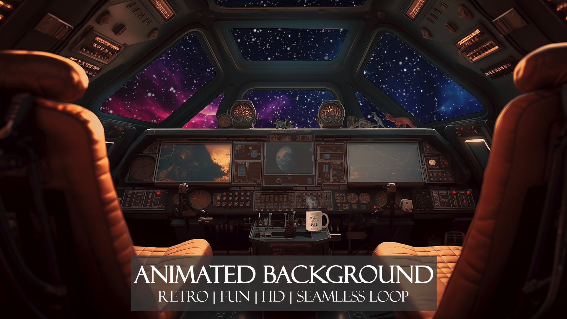 Retro Sci-fi ANIMATED BACKGROUND Space Galaxy Backdrop Perfect for Zoom, Twitch Streams, Vtuber ...