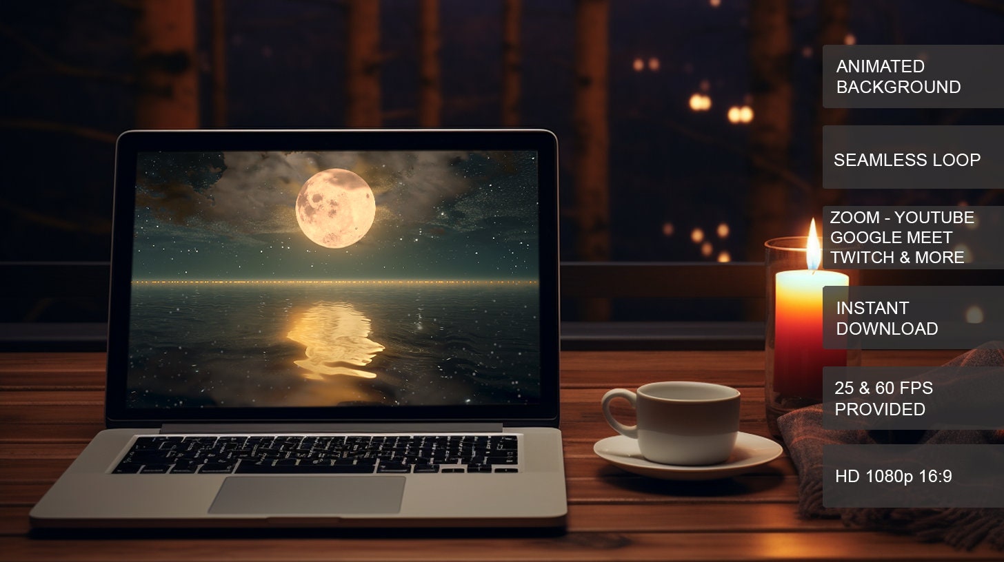 The Moon Under Water ANIMATED BACKGROUND Whimsical Celestial Backdrop ...