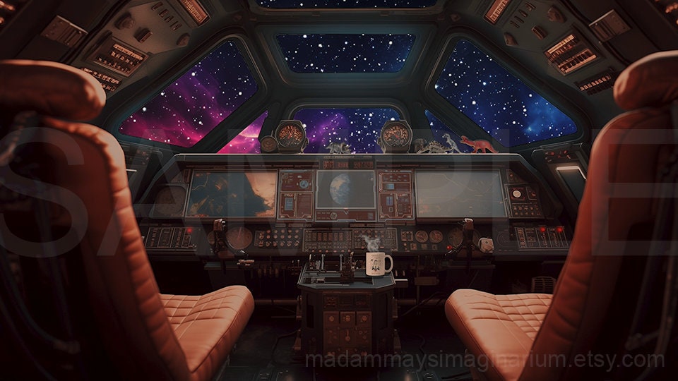 Retro Spaceship ANIMATED BACKGROUND Cozy Celestial Galaxy Stars HD Zoom ...