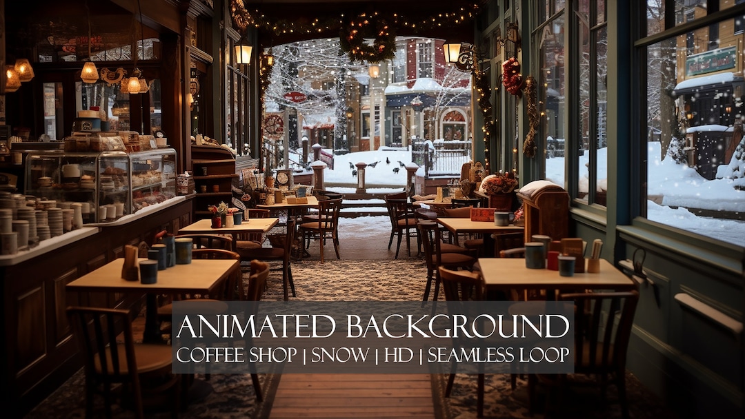 Christmas Coffee Shop ANIMATED BACKGROUND | Cozy Christmas Backdrop ...