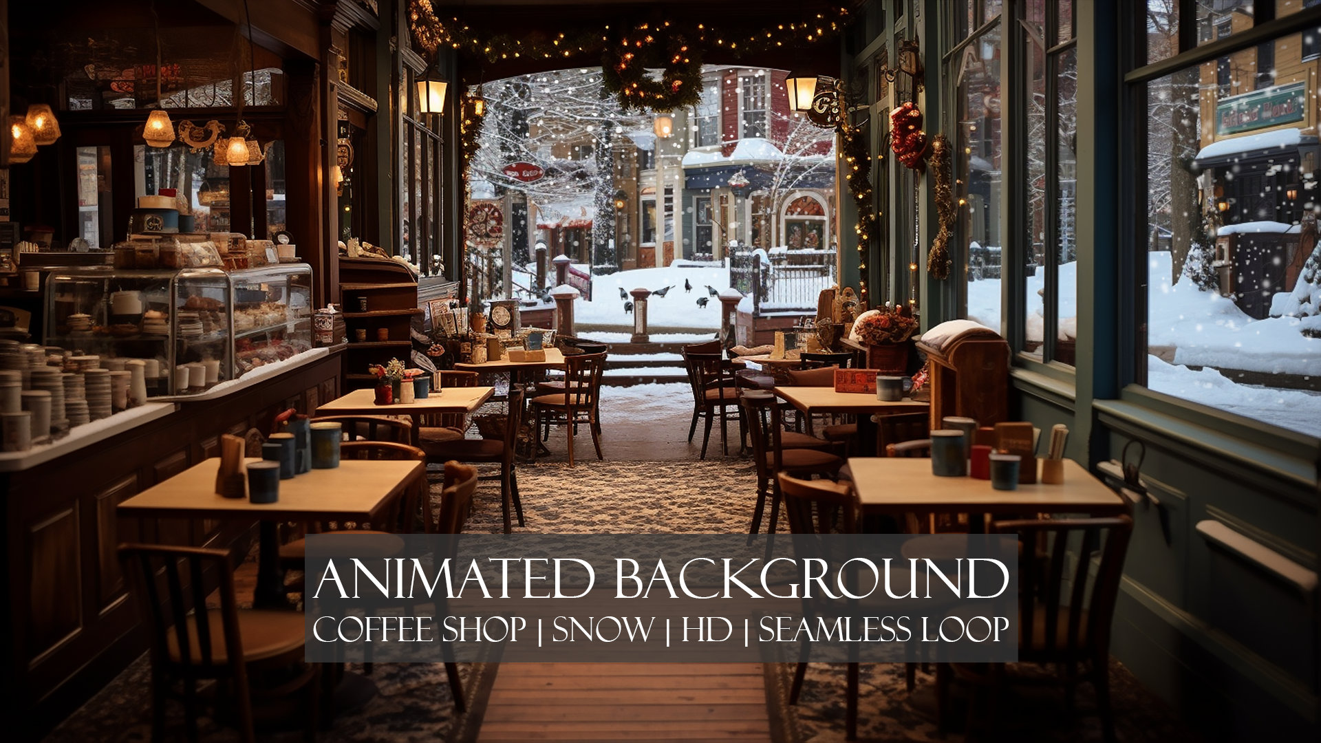Christmas Coffee Shop ANIMATED BACKGROUND | Cozy Christmas Backdrop ...
