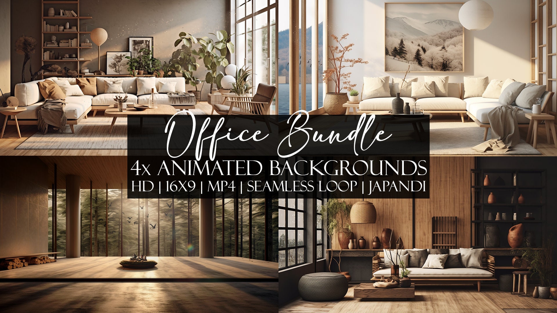Office Bundle ANIMATED BACKGROUND HD, Seamless Loop Japandi Style ...