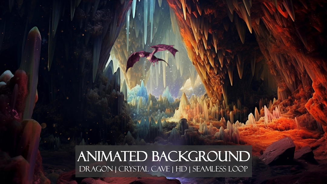 Dragon Cave ANIMATED BACKGROUND, Fantasy Virtual Backdrop for Zoom ...