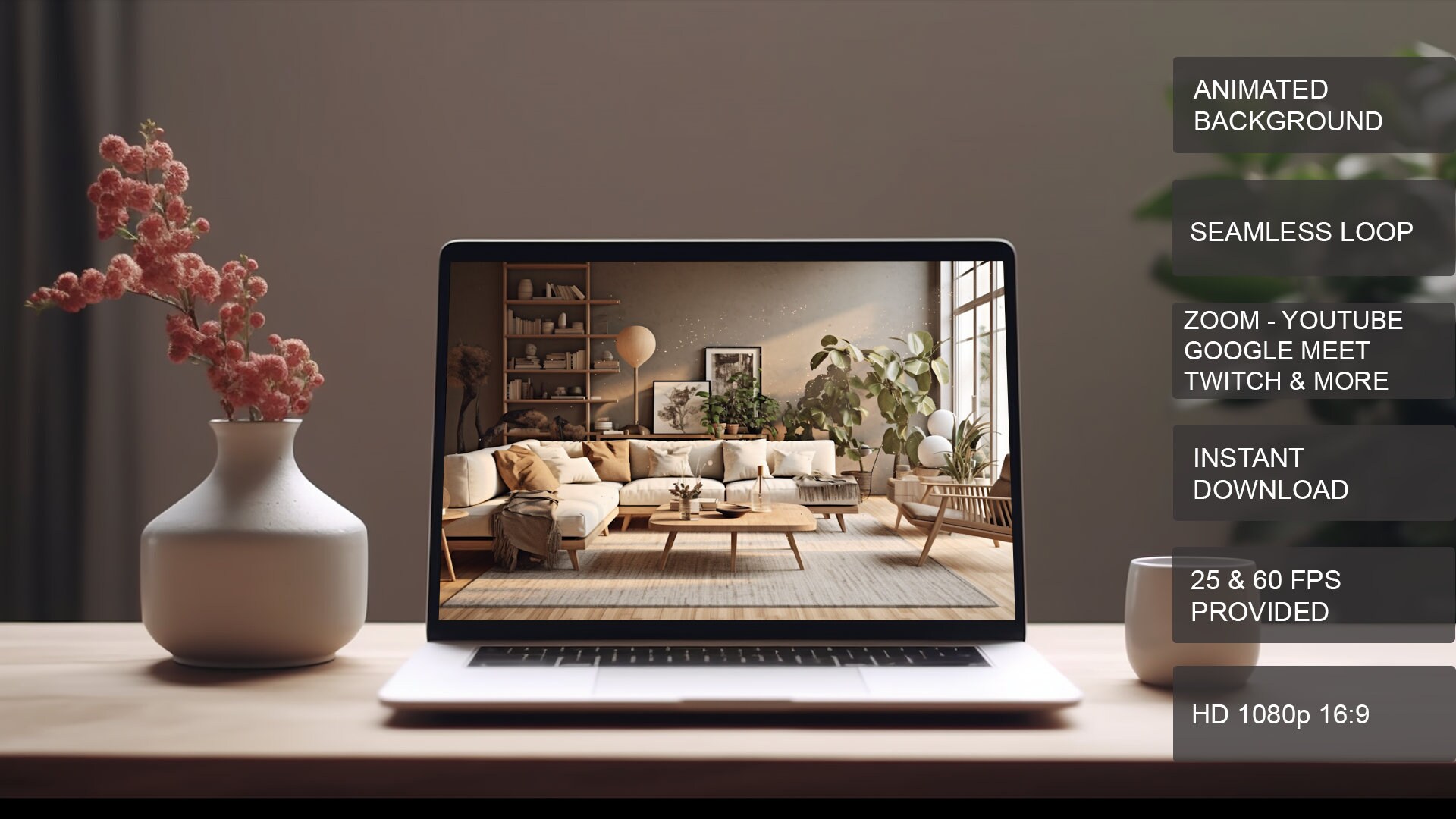 Office Bundle ANIMATED BACKGROUND HD, Seamless Loop Japandi Style ...