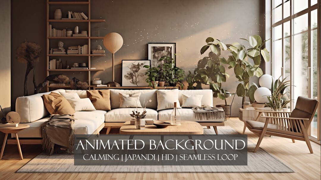 ANIMATED BACKGROUND Japandi Living Room | Calming Backdrop, Perfect for ...