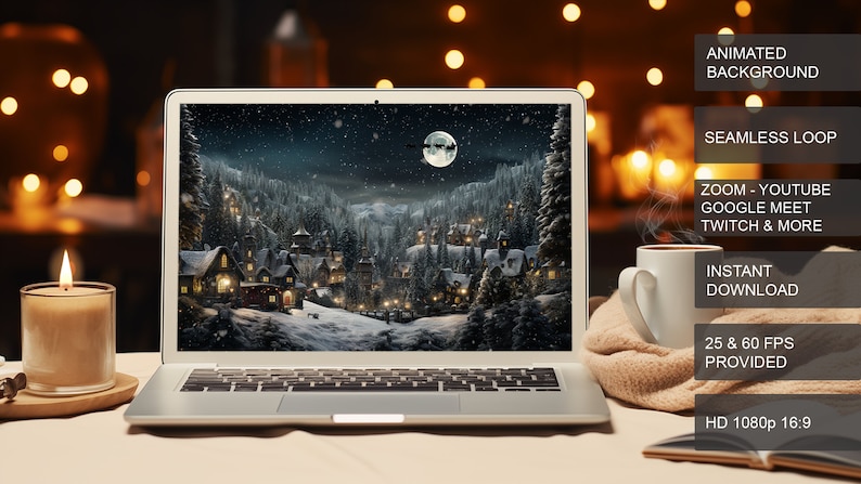 The Night Before Christmas ANIMATED BACKGROUND | Santa and His Sleigh ...