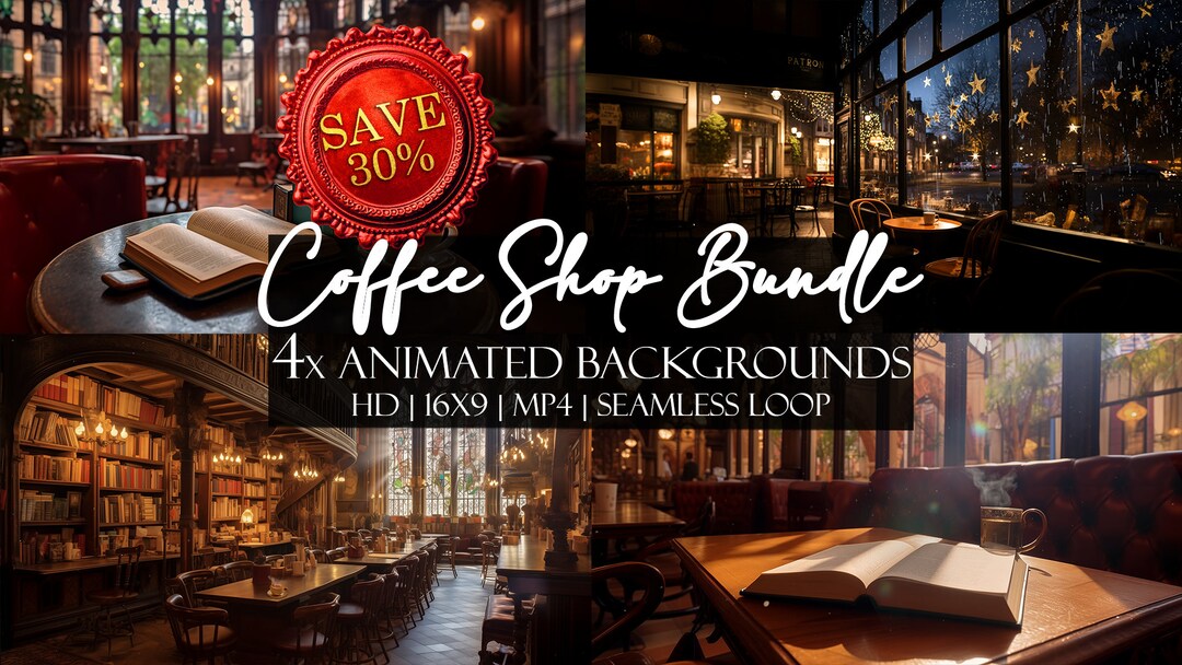 Coffee Shop Bundle ANIMATED BACKGROUND | Calm and Cozy HD Virtual ...