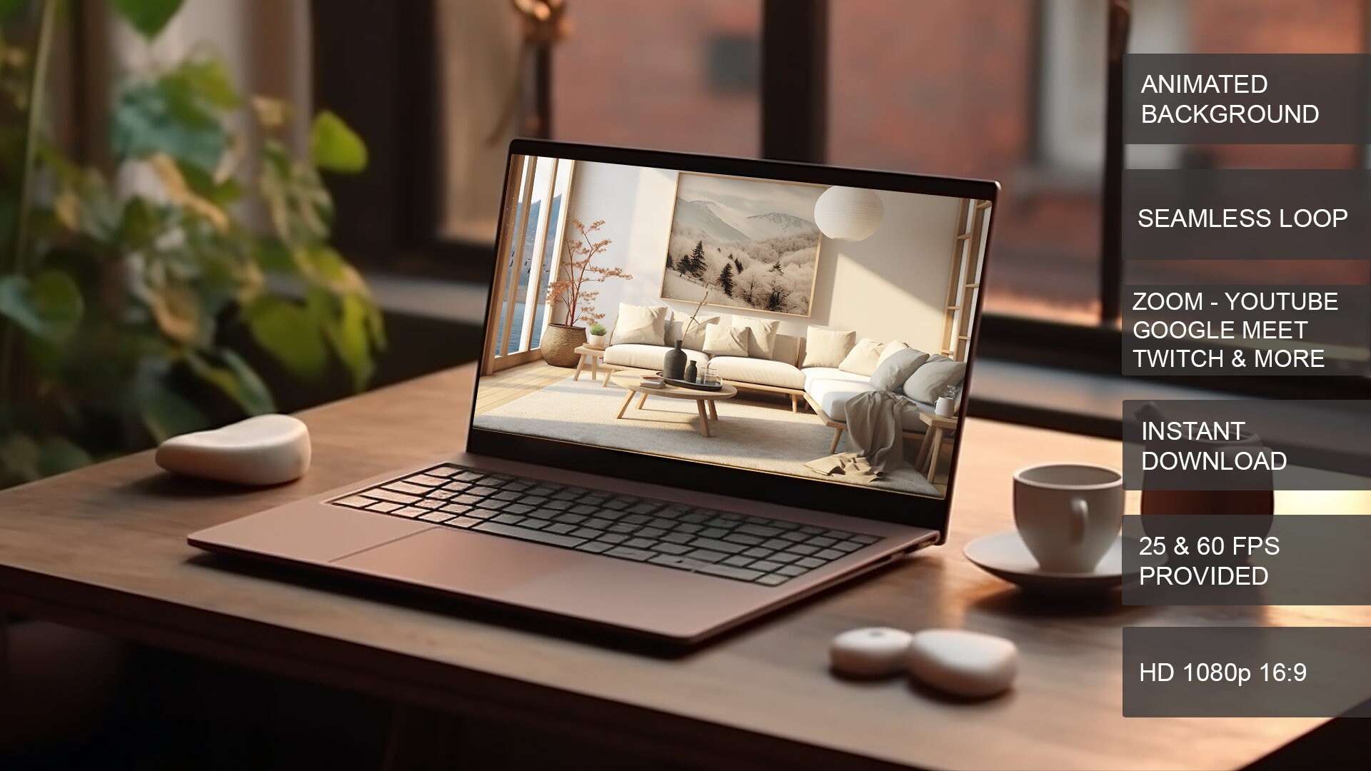 Office Bundle ANIMATED BACKGROUND HD, Seamless Loop Japandi Style ...