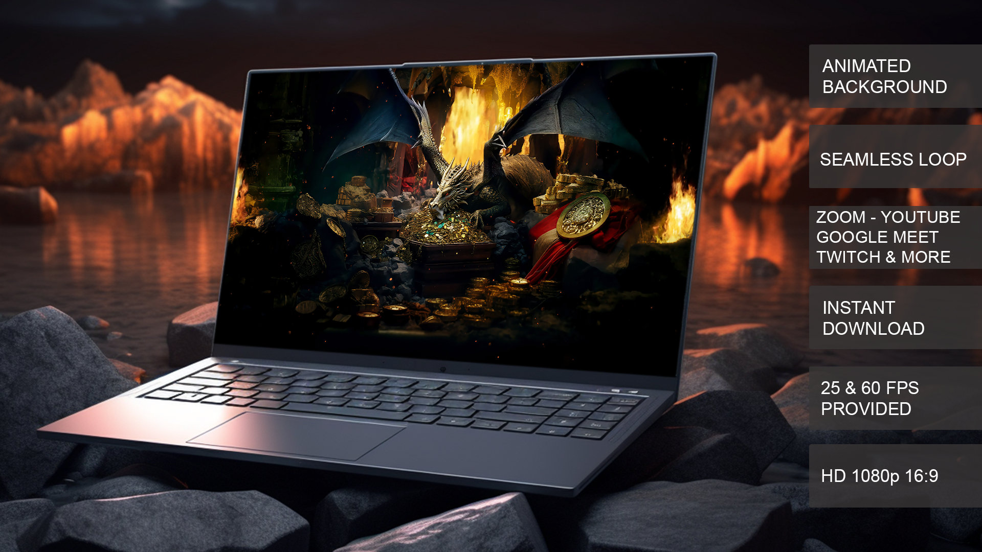 The Dragon's Treasure ANIMATED BACKGROUND Fantasy Dungeon Backdrop ...