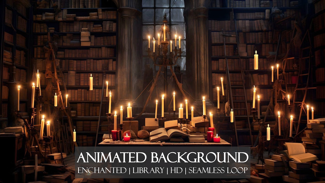 Enchanted Library ANIMATED BACKGROUND | Cozy Book Backdrop for Zoom ...