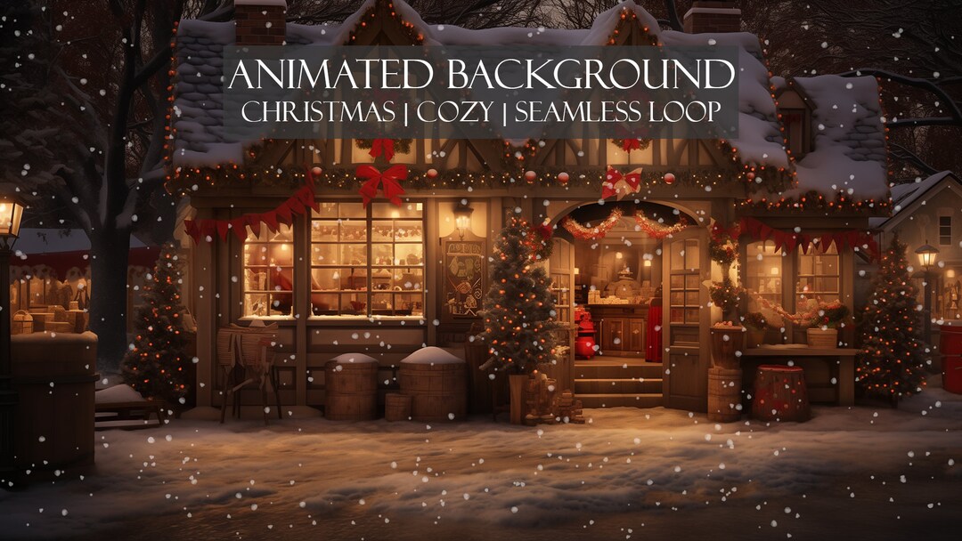 Lapland Christmas Market ANIMATED BACKGROUND | Cozy Christmas Backdrop ...