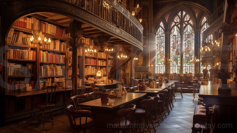 Cozy Coffee Shop Library ANIMATED BACKGROUND Backdrop for Zoom, Twitch ...