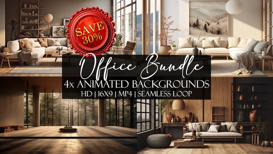 Home Office Bundle ANIMATED BACKGROUND | Virtual Backdrop for Zoom ...