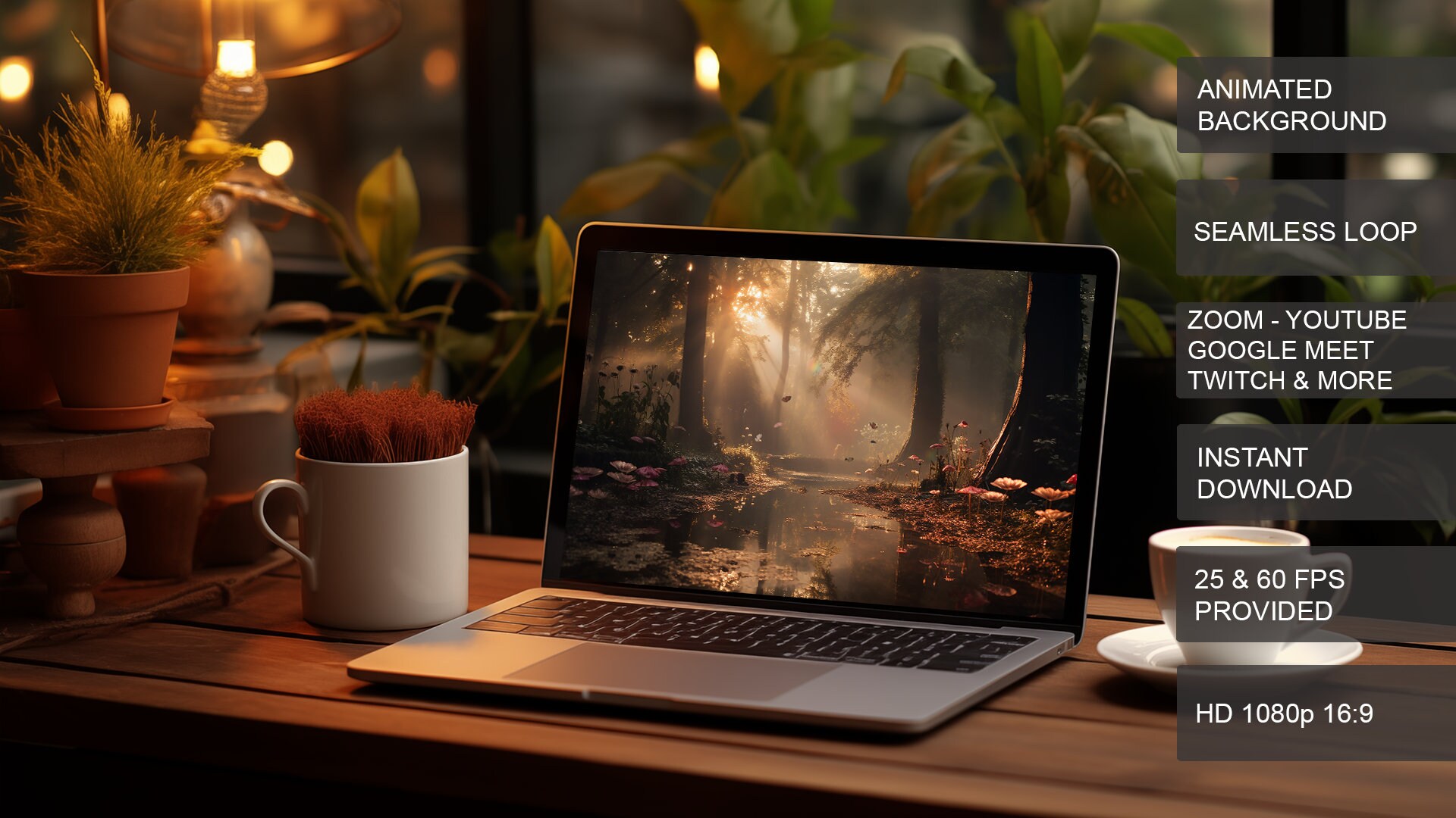 Enchanted Forest Bundle ANIMATED BACKGROUND Ethereal Fantasy HD Virtual Backdrops in Seamless ...