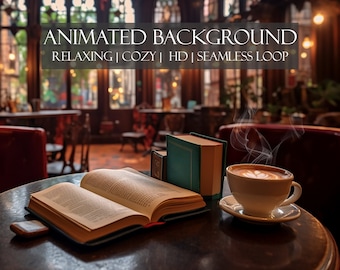Enchanted Library ANIMATED BACKGROUND Cozy Book Backdrop for Zoom ...