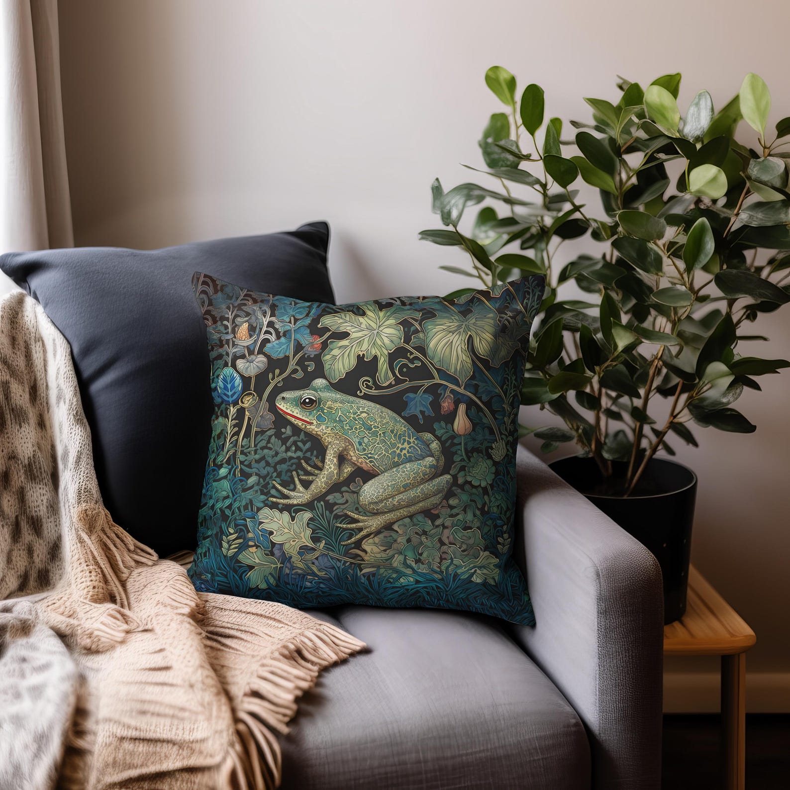 William Morris Pillow | Frog in the Forest | High End Pillow ...