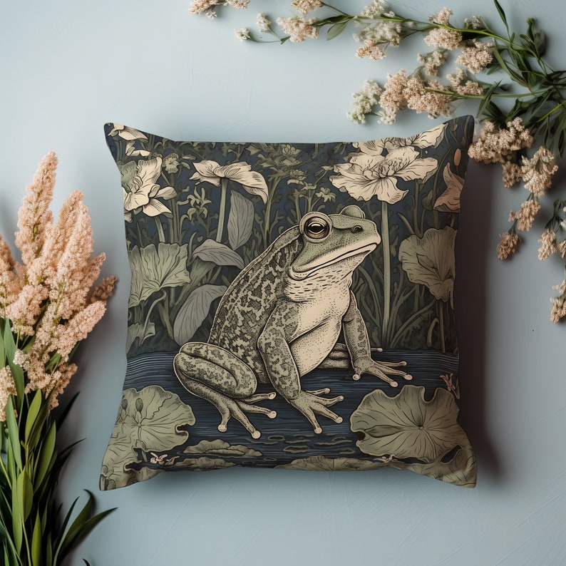 William Morris Pillow Cover | Frog in the Forest | High End Pillow ...