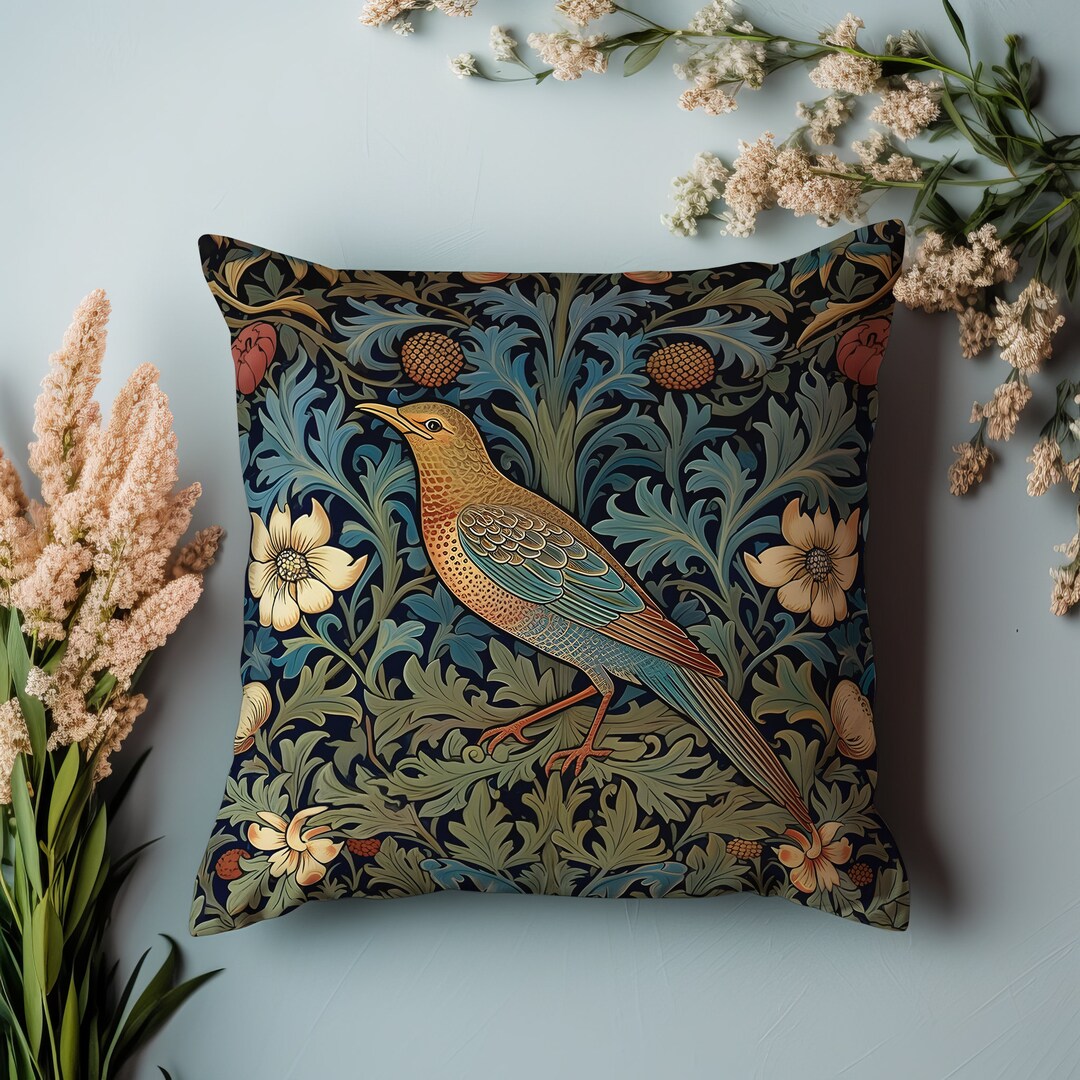 William Morris Pillow Cover Bird in the Forest High Quality Print ...